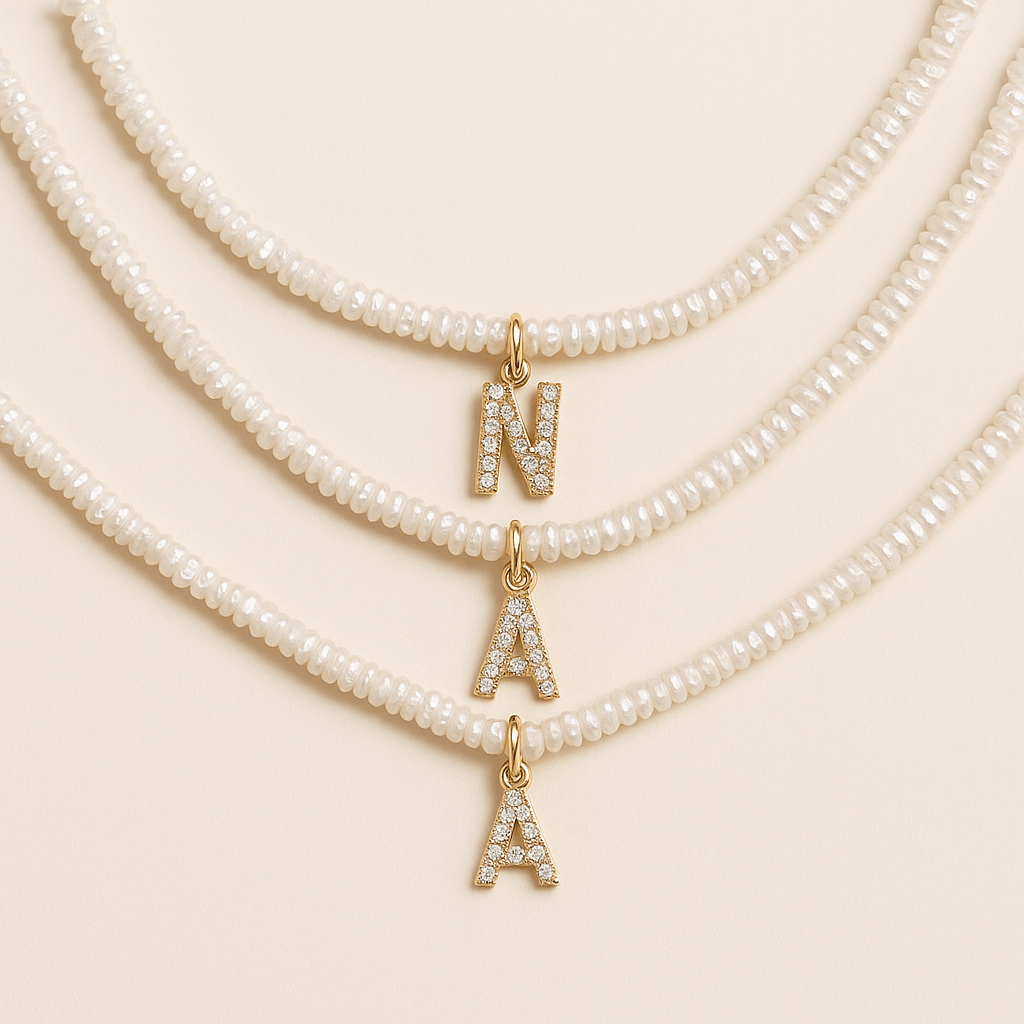 Shelly Crystal Pearl Initial Choker – Louise Carter